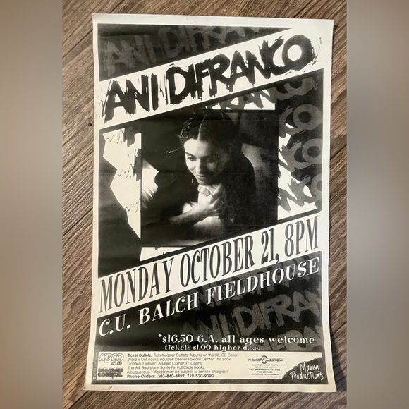 ani Difranco | Art | Original Concert Poster From Cu Balch Fieldhouse ...